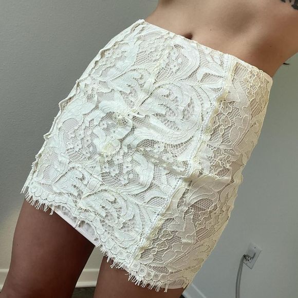 Tobi | Skirts | Nwt Cream Tobi Together As One Lace Bodycon Skirt ...